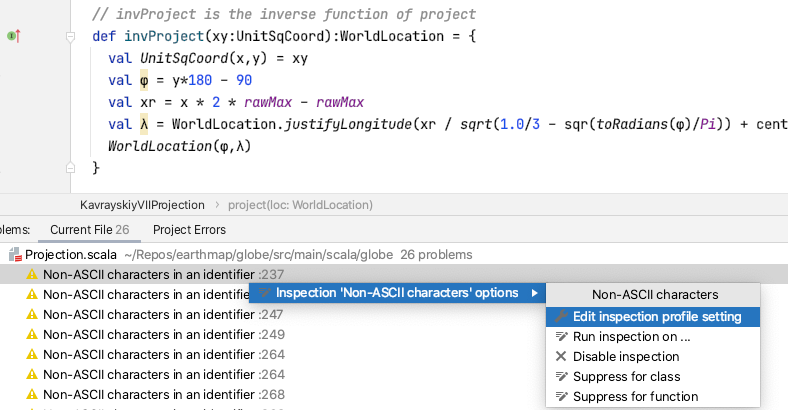 Non ASCII Characters In Identifier ion Scala Users