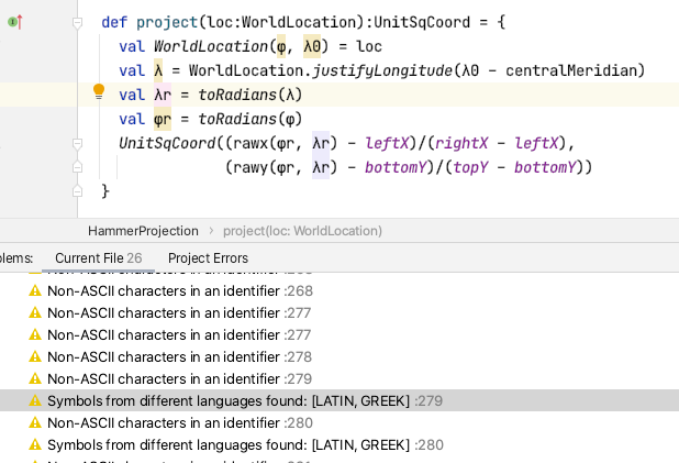 Non ASCII Characters In Identifier ion Scala Users